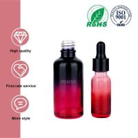 China Glass Cosmetic Dropper Bottles 30ml Round Clear Red Essential Oil Sample Bottles for sale