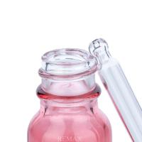 China Glass Cosmetic Dropper Bottles 30ml Round Clear Red Essential Oil Sample Bottles for sale