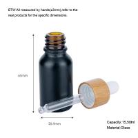 China 50ml Black Cylindrical frosted Glass Bottle With bamboo Drop For Empty Dropper Bottle for sale