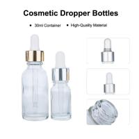 China 33MM 25MM Essential Oil Glass Cosmetic Dropper Bottles for sale