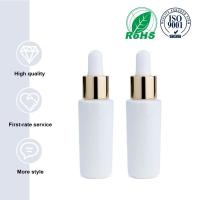 China 30ml White Cylindrical Smooth Glass Bottle With Golden/Silver Drop For Empty Dropper Bottle for sale
