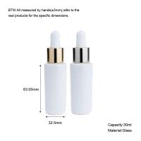 China 30ml White Cylindrical Smooth Glass Bottle With Golden/Silver Drop For Empty Dropper Bottle for sale