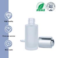 China 30ml White Cylindrical Frosted Glass Bottle With Silver Dropper For Empty Dropper Bottle for sale