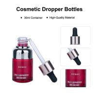 China 30ml Red cylindrical Smooth Glass Bottle with Silver Drop For Empty Dropper Bottle for sale