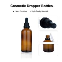 China 100ml Glass Cosmetic Dropper Bottles Essential Oil Clear Brown Glass Bottles for sale