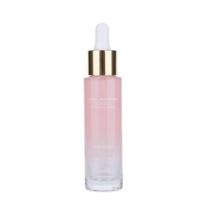 China 30ml Clear Glass Empty Dropper Bottles Gradient Pink With Platinum Dropper Head for sale