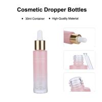 China 30ml Clear Glass Empty Dropper Bottles Gradient Pink With Platinum Dropper Head for sale
