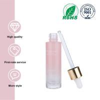 China 30ml Clear Glass Empty Dropper Bottles Gradient Pink With Platinum Dropper Head for sale