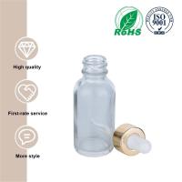 China 10/40ml Transparent Cylindrical Clear Glass Bottle With Golden/Silver Drop For Empty Dropper Bottle for sale
