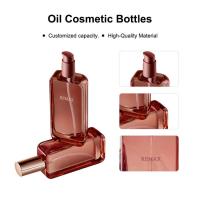 China Craftsmanship 100ml Pink Gradient Glass Oil Bottle For Cosmetic for sale