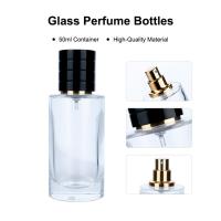 China UV Coating Glass Perfume Bottle 50ml Frosted With Black Threaded Cap for sale