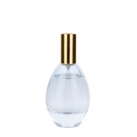 China 50ml Transparent Glass Clear Cylindrical Bottle With Golden Lid For Empty Cosmetic Glass Bottles for sale
