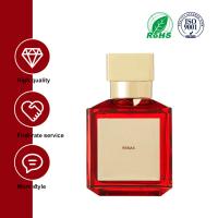 China Ruby Glass Perfume Bottle Cosmetic Packaging 50ml With Gold Cap For Luxury Fragrance for sale