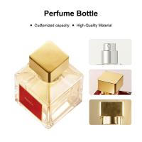 China Ruby Glass Perfume Bottle Cosmetic Packaging 50ml With Gold Cap For Luxury Fragrance for sale