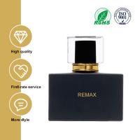 China 50ml Black Glass Smooth rectangle bottle with black Lid for Cosmetic Glass Bottles for sale