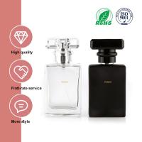China 50ml Transparent/Black Glass Clear/Smooth Rectangle Bottle With Transparent/Black Lid For Cosmetic Glass Bottles for sale