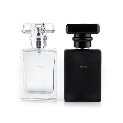China 50ml Transparent/Black Glass Clear/Smooth Rectangle Bottle With Transparent/Black Lid For Cosmetic Glass Bottles for sale