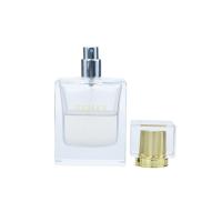 China 50ml Glass Perfume Bottle Cosmetic Packaging With Gold/Black Threaded Cap for sale
