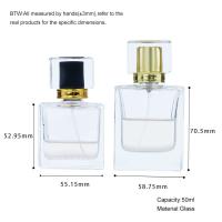China 50ml Glass Perfume Bottle Cosmetic Packaging With Gold/Black Threaded Cap for sale