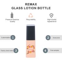 China 45ml Pink Glass Smooth rectangle bottle with white/black Lid for Cosmetic Glass Bottles for sale