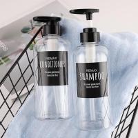 China 500ml Transparent cylindrical smooth with black pump for shampoo lotion bottle for sale