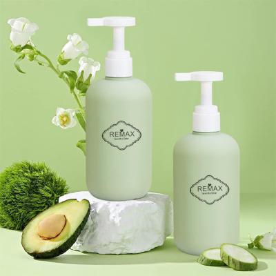 China 500ml Green cylindrical smooth with white pump for shampoo lotion bottle for sale