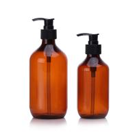 China 200/300/500ml Green/Amber cylindrical smooth with black pump for shampoo lotion bottle for sale