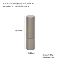 China 3.5g AL+PP Gray Cylindrical Frosted Bottle With Gray Cap For Empty Lipstick Tube for sale