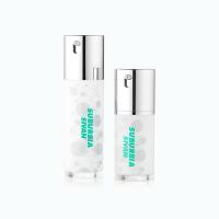 China 30/50ml Plastic Airless white cylindrical frosted with silver pump for cosmetic packaging bottle for sale