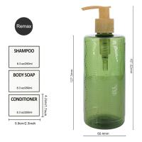 China 250ml Green cylindrical smooth with bamboo pump for shampoo lotion bottle for sale