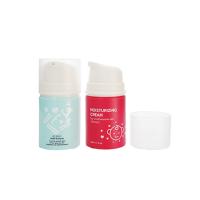 China 50ml Plastic vacuum blue/red cylindrical smooth with transparent lid for shampoo lotion bottle for sale