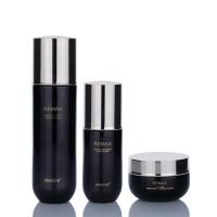 China Luxury Black Plastic Skincare Packaging Set 50ml 120ml 50g For Face Care for sale