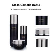 China Luxury Black Plastic Skincare Packaging Set 50ml 120ml 50g For Face Care for sale