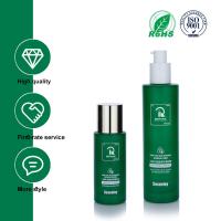 China Luxury 100ml Glass Lotion Set Cylindrical Frosted Green For Personal Care for sale