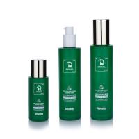 China Luxury 100ml Glass Lotion Set Cylindrical Frosted Green For Personal Care for sale