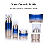 China 50ml Glass Cream Jar Deep Blue And Shimmering Gold Gradients For Face Care for sale