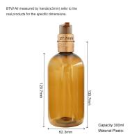 China 300ml Plastic Amber cylindrical smooth with brown pump for shampoo lotion bottle for sale