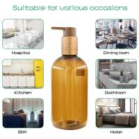 China 300ml Plastic Amber cylindrical smooth with brown pump for shampoo lotion bottle for sale