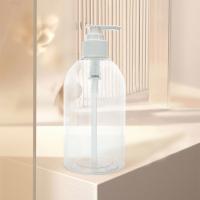 China 500ml Transparent cylindrical Smooth with white pump for shampoo lotion bottle for sale