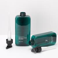 China 300/500ml Green rectangle smooth with black pump for shampoo lotion bottle for sale