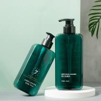 China 300/500ml Green rectangle smooth with black pump for shampoo lotion bottle for sale