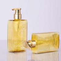 China 200ml PP Yellow Transparent rectangle smooth with Golden pump for shampoo lotion bottle for sale