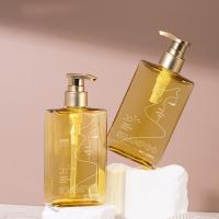 China 200ml PP Yellow Transparent rectangle smooth with Golden pump for shampoo lotion bottle for sale
