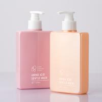 China 330ml PET Pink/Orange Plastic rectangle smooth with White pump for shampoo lotion bottle for sale