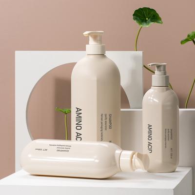 China 300/500/700ml white rectangle smooth with white pump for shampoo lotion bottle for sale