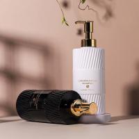 China 500ml White/Black cylindrical smooth and Spiral pattern with golden pump for shampoo lotion bottle for sale
