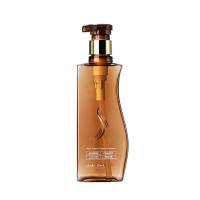 China 350ml Transparent rectangle smooth with Orange pump for shampoo lotion bottle for sale