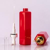China 500ml/700ml Red rectangle smooth with Silver/Golden pump for shampoo lotion bottle for sale