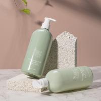 China 500ml Matcha PET cylindrical smooth with white pump for shampoo lotion bottle for sale
