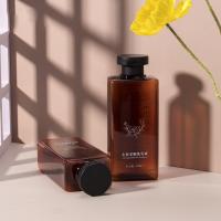 China 200ml Amber Transparent PET Smooth Bottle With black lid For shampoo lotion bottle for sale